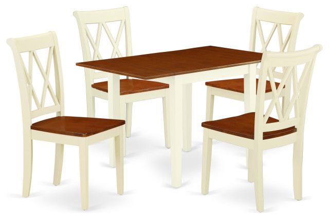 Dining Set 3 Pcs- 2 Wood Chairs, Table, Cherry Chair Seat, Buttermilk ...