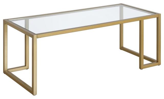 Oscar 45'' Wide Rectangular Coffee Table in Brass - Contemporary ...