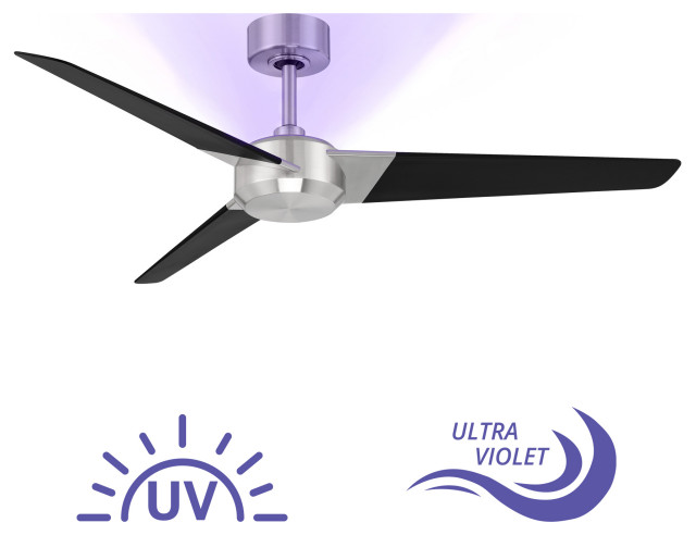 Ultra 3-Blade UV-C Radiating Smart Ceiling Fan, Brushed Nickel/Matte ...