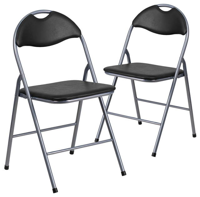 Black Vinyl Folding Chair - Contemporary - Folding Chairs And Stools ...