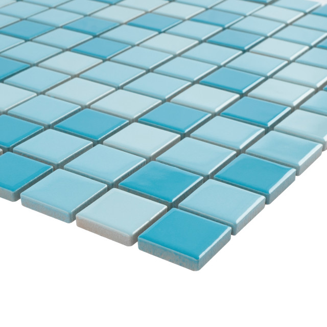 11.75"x11.75" Lisle Grid Mosaic Tile Sheet, Creamy Blue - Contemporary ...