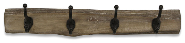 Rustic Wood Plank With 4 Wall Hooks - Rustic - Wall Hooks - by Cheungs ...