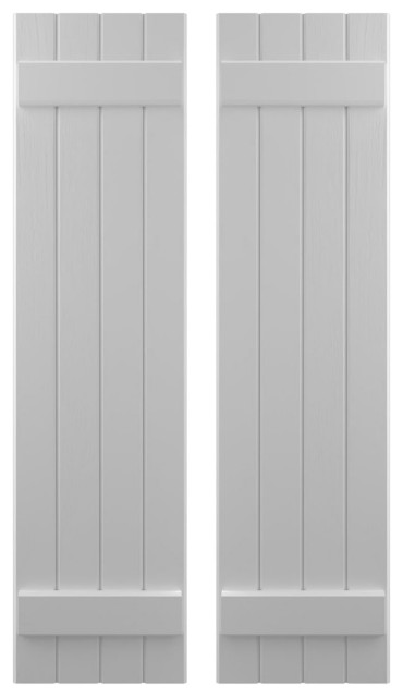 Four Board (2 Batten) Joined Board-n-Batten Shutters (Per Pair), 14"W x ...