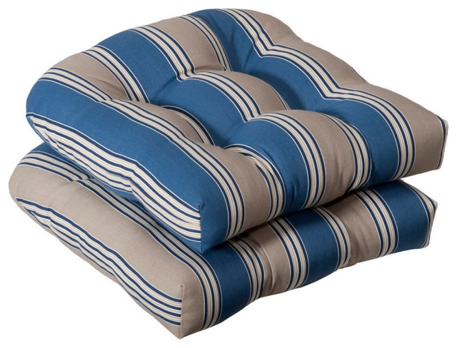 Hamilton Blue Wicker Seat Cushion, Set of 2 - Transitional - Outdoor ...