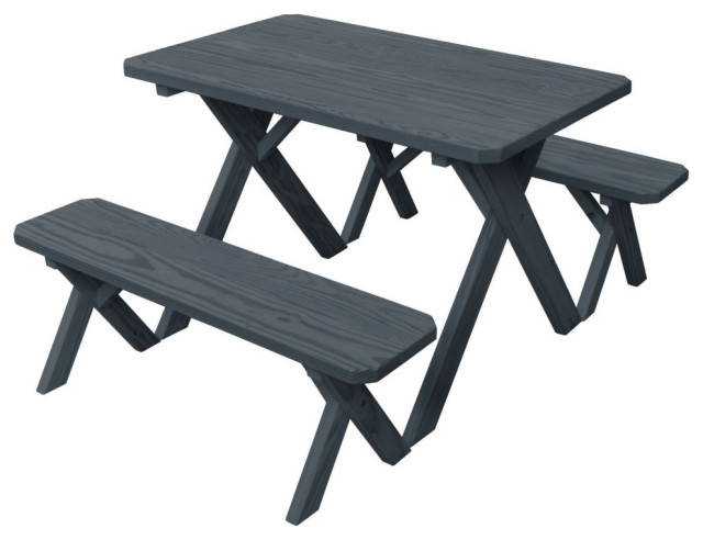 Pressure Treated Pine Cross Leg Picnic Table with Benches, 5 Foot ...