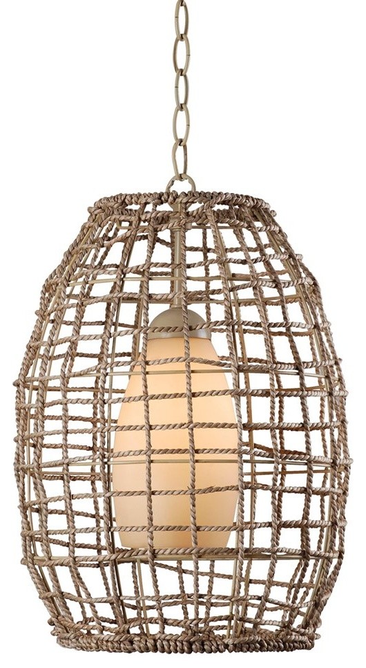 Seagrass 1 Light Pendant Tan Finish Pendant Lighting By Buildcom Houzz