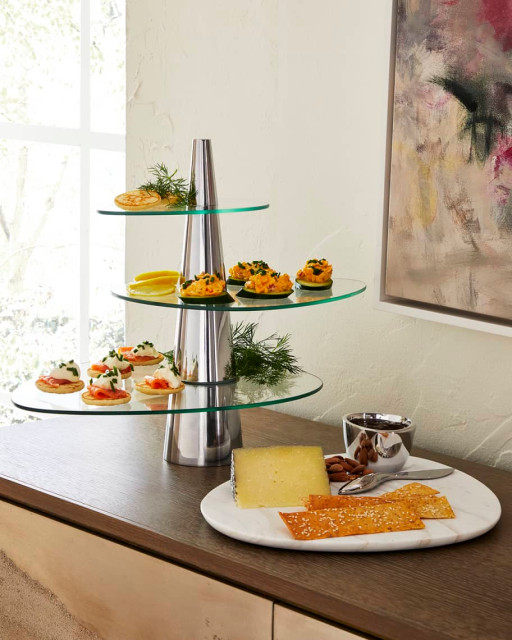 Nambe Cortina 3 Tiered Server Glass Cupcake Stand Tiered - Contemporary ...