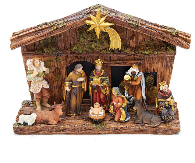 11-Piece Nativity Set - Traditional - Holiday Accents And Figurines ...