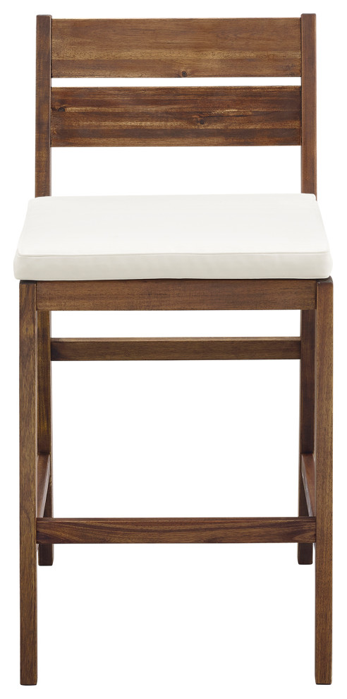Acacia Wood Counter Stools, Set of 2 - Transitional - Outdoor Bar ...