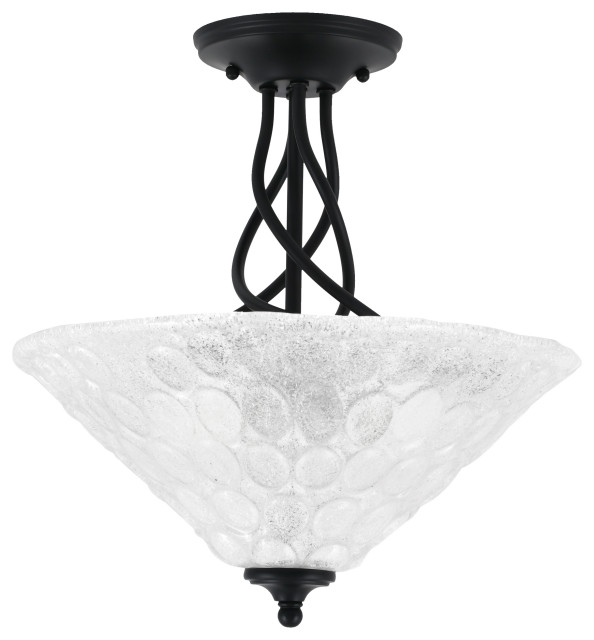 Capri 3-Light Semi-Flush Mount, Matte Black/Italian Bubble ...