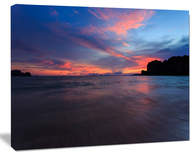 Sunset at Railay Beach Andaman Sea, Seashore Canvas Art Print, 20"x12 ...