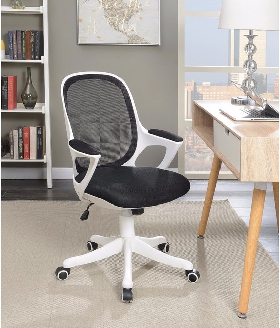Ergonomically Designed Mid-Back Mesh Office Chair, Black and White ...