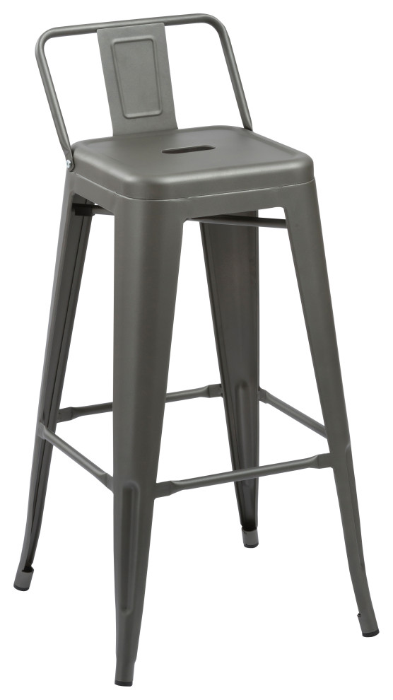 Metal Bar Stool with Backrest 26" height, Set of 4 - Industrial - Bar ...
