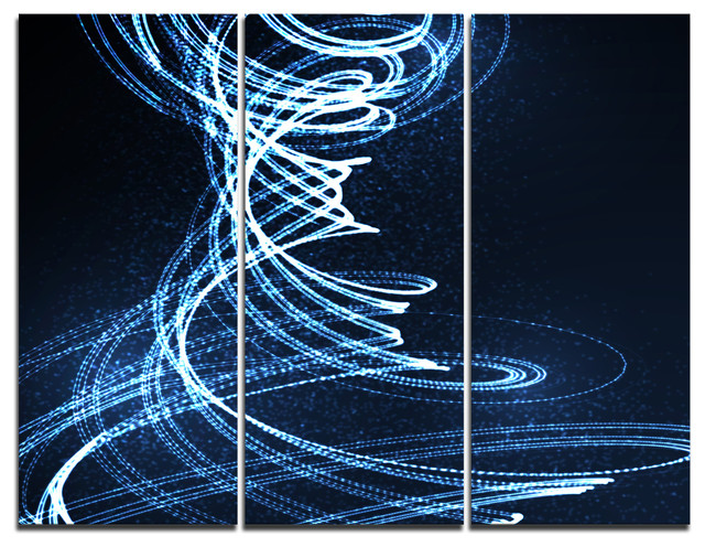 "3-D Illuminated Helix Shapes" Digital Wall Art, 3 Panels, 36"x28 ...
