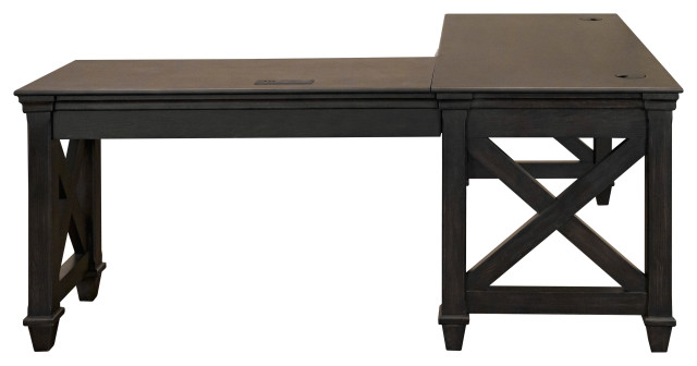 Traditional Wood Electronic Sit Stand Desk Dark Brown - Industrial ...