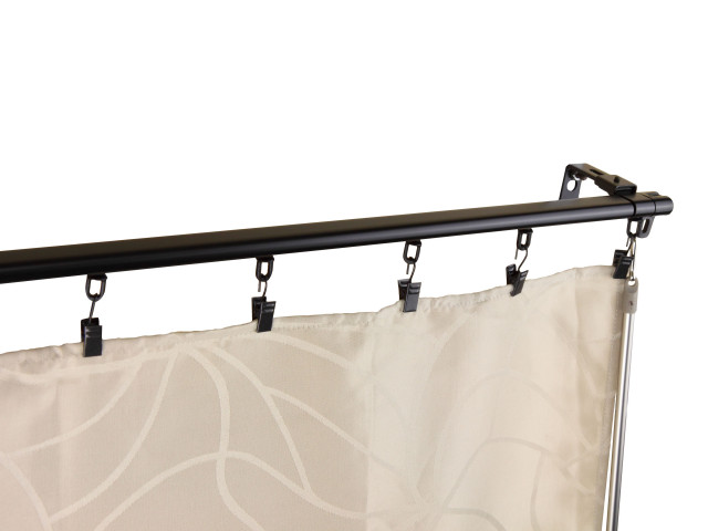 Baton Draw Adjustable Track - Black, 48-84" - Transitional - Curtain ...