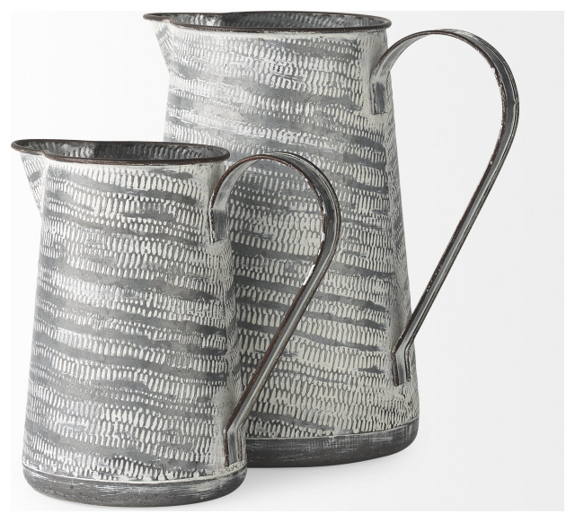 Gray and White Patterned Metal Jug - Farmhouse - Vases - by UStradeENT ...