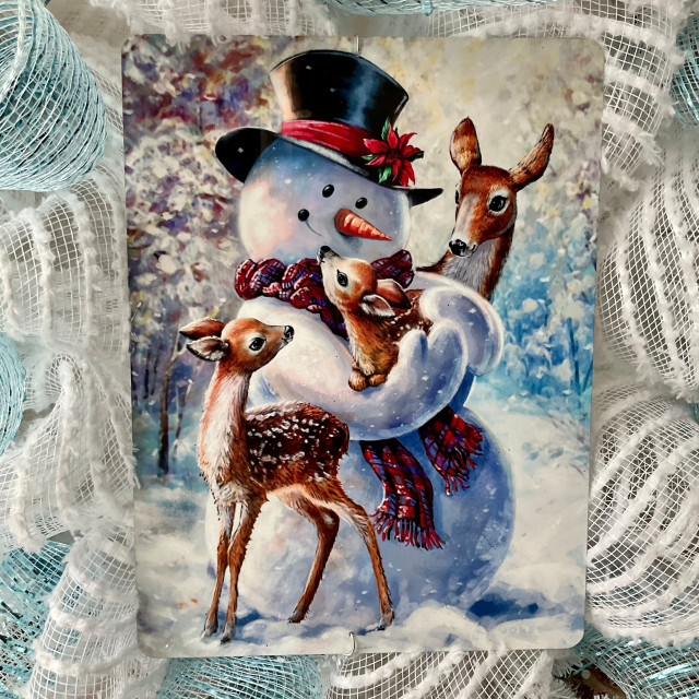 Cuddling Snowman Handmade Winter Wreath Deco Mesh - Contemporary ...