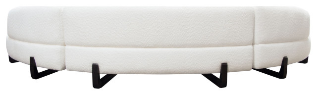 3 Piece Modular Curved Armless Sofa, 2 Chaises, Faux White Shearling ...