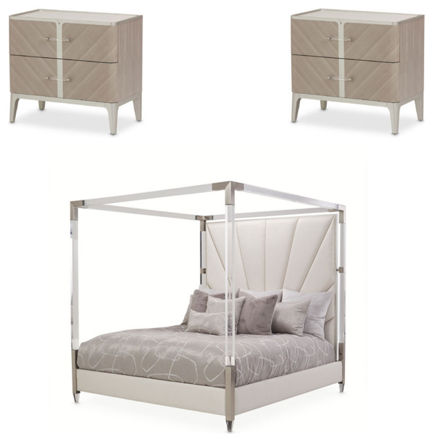 AICO Furniture Lanterna 3 Piece Cali Bedroom Set - Contemporary ...