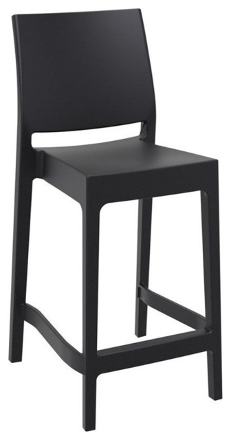Home Square Resin 25.6" Counter Stool in Black - Set of 2 ...