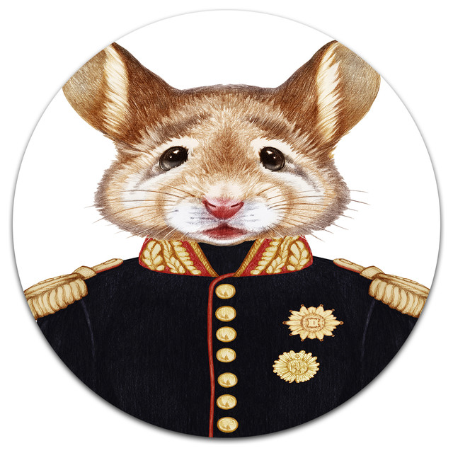 Mouse In Military Uniform, Modern Animal Large Disc Metal Wall Art ...