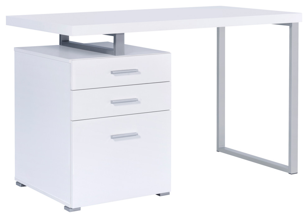 Brennan 3-drawer Office Desk White - Contemporary - Desks And Hutches ...