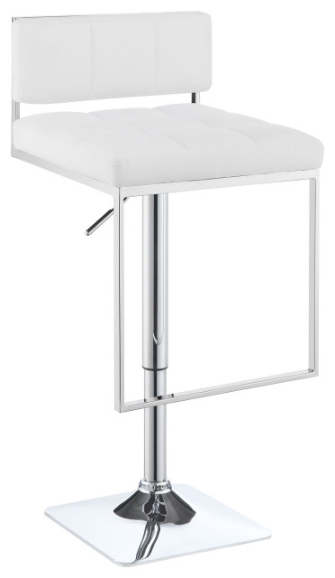 Alameda Adjustable Bar Stool White and Chrome - Contemporary - Bar ...