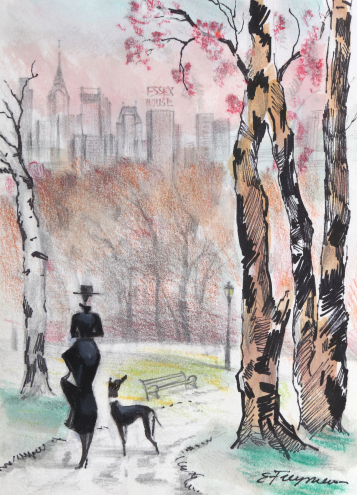 Lady With Dog, Erik Freyman, 8.5x13 - Contemporary - Paintings - by ...