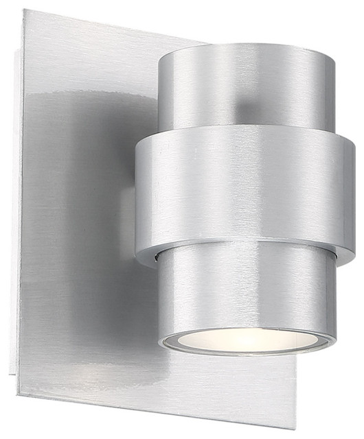 Barrel LED Wall Light In Brushed Aluminum - Transitional - Outdoor Wall ...