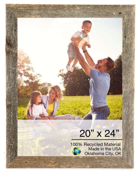 20" X 24" Rustic Farmhouse Espresso Brown Wood Frame - Rustic - Picture ...