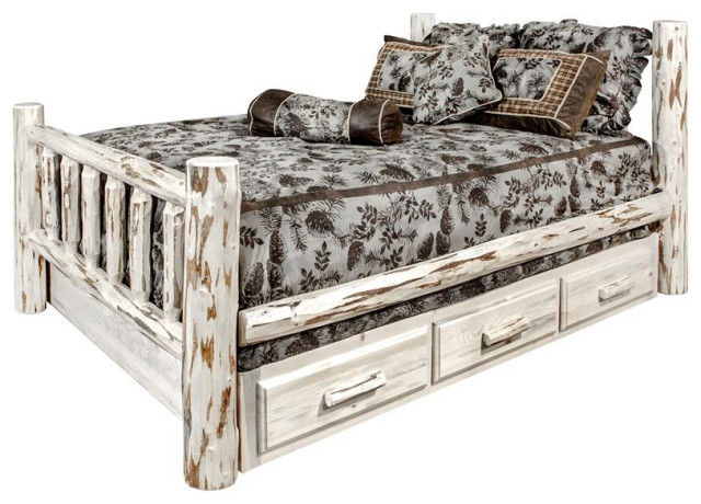 Montana Woodworks Solid Wood California King Bed with Storage in ...