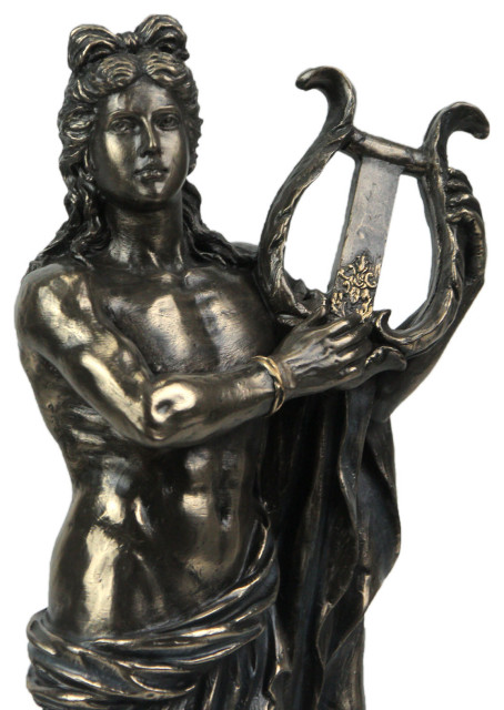 Classic Ancient Greek God Apollo Holding Lyre Bronze Finished Tabletop ...