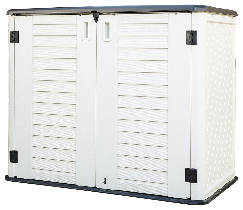 Outdoor Horizontal All Purpose Storage Shed, Off-White, 26 CU FT ...