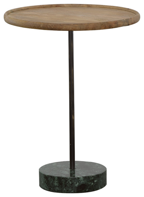 Ginevra Round Marble Base Accent Table Natural and Green - Industrial ...