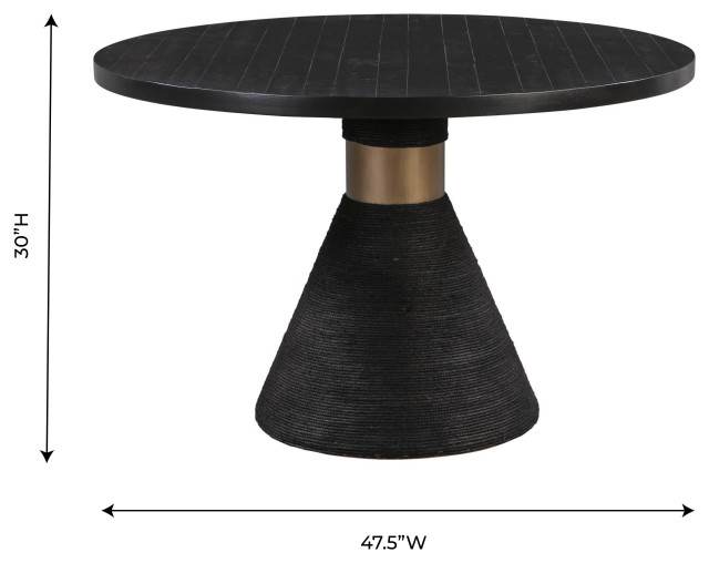 Rishi Rope Round Table, Round Modern Wooden Kitchen Table, 47.5 ...