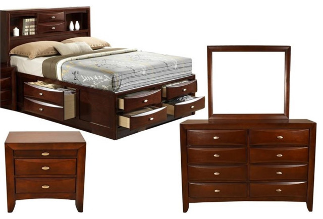 Atlin Designs Full 4 Piece Storage Platform Bedroom Set made with Wood ...