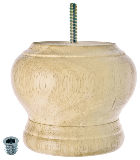 4" Highx4-3/4" OD Unfinished Solid Hardwood Round Bun Feet ...