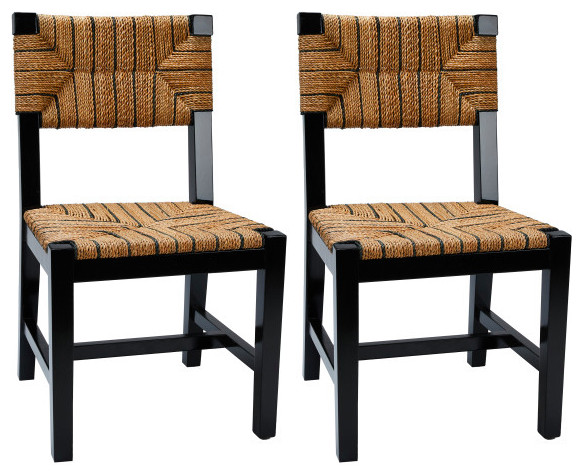 Willowbrook Solid Wood and Natural Woven Seagrass Rope Dining Chair ...