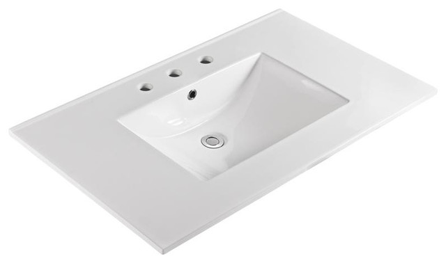 Unique 37"x22" Ceramic Vanity Top, White - Contemporary - Vanity Tops ...