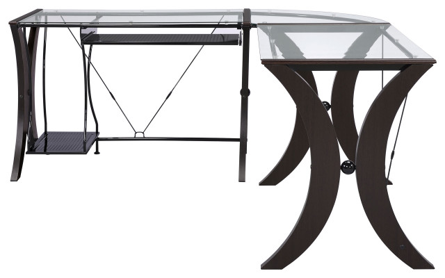 Monterey 3-piece L-shaped Computer Desk Set Cappuccino - Transitional ...