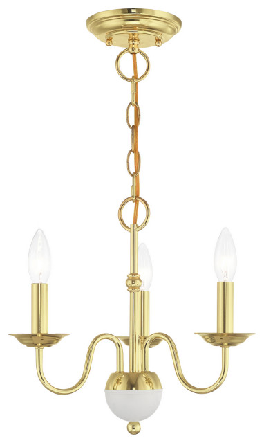 Windsor 3 Light Mini Chandelier, Polished Brass - Traditional ...