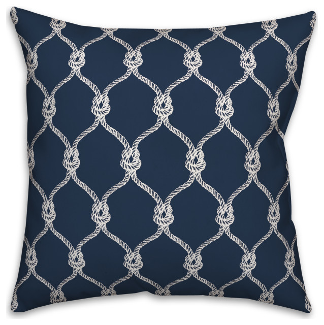 Navy Blue Nautical Knots 18 x 18 Spun Poly Pillow, 18 x 18 - Beach ...