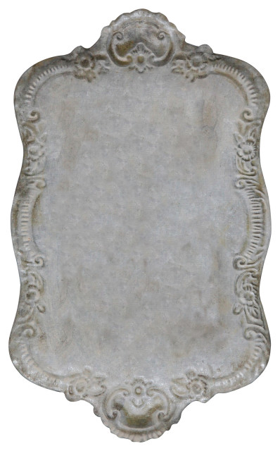 Decorative Metal Tray With Distressed Gray Finish - French Country ...