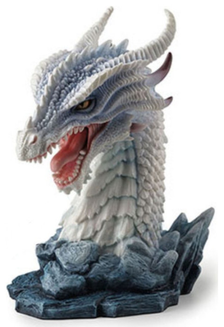 Horned Azure Dragon Bust Statue - Contemporary - Decorative Objects And ...