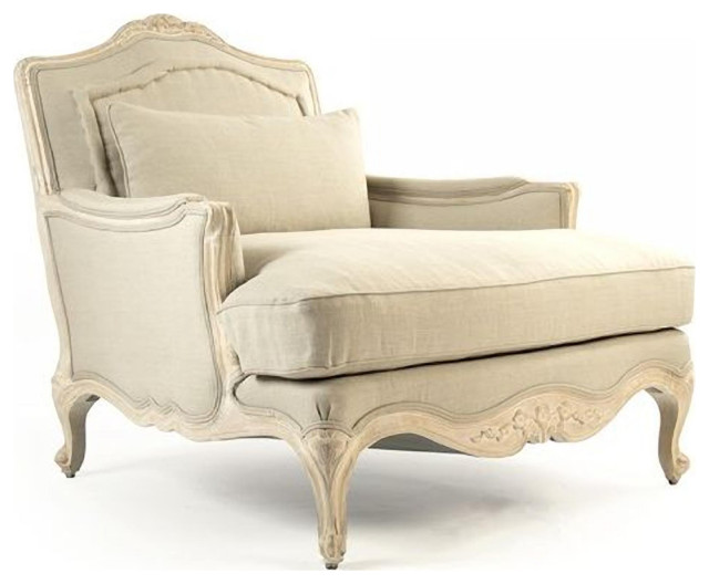 Colbey Collection Traditional Cream Lounge Chair - Traditional - Indoor ...