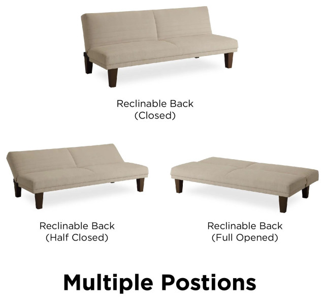 Mid Century Modern Futon, Armless Channel Tufted Microfiber Seat & Back ...