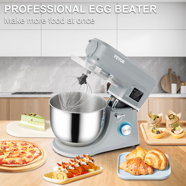 VEVOR 660W Stand Mixer 7.4Qt 6-Speed Tilt-Head Dough Mixer with Grinder ...