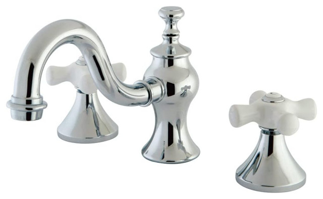 Elegant Bathroom Faucet, Classic Curved Spout & Cross Handle ...