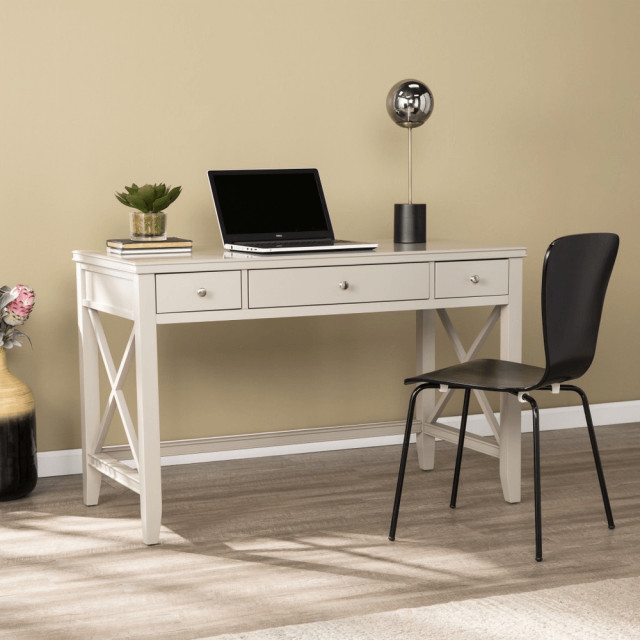Farmhouse Gray Writing Desk - Transitional - Desks And Hutches - by ...